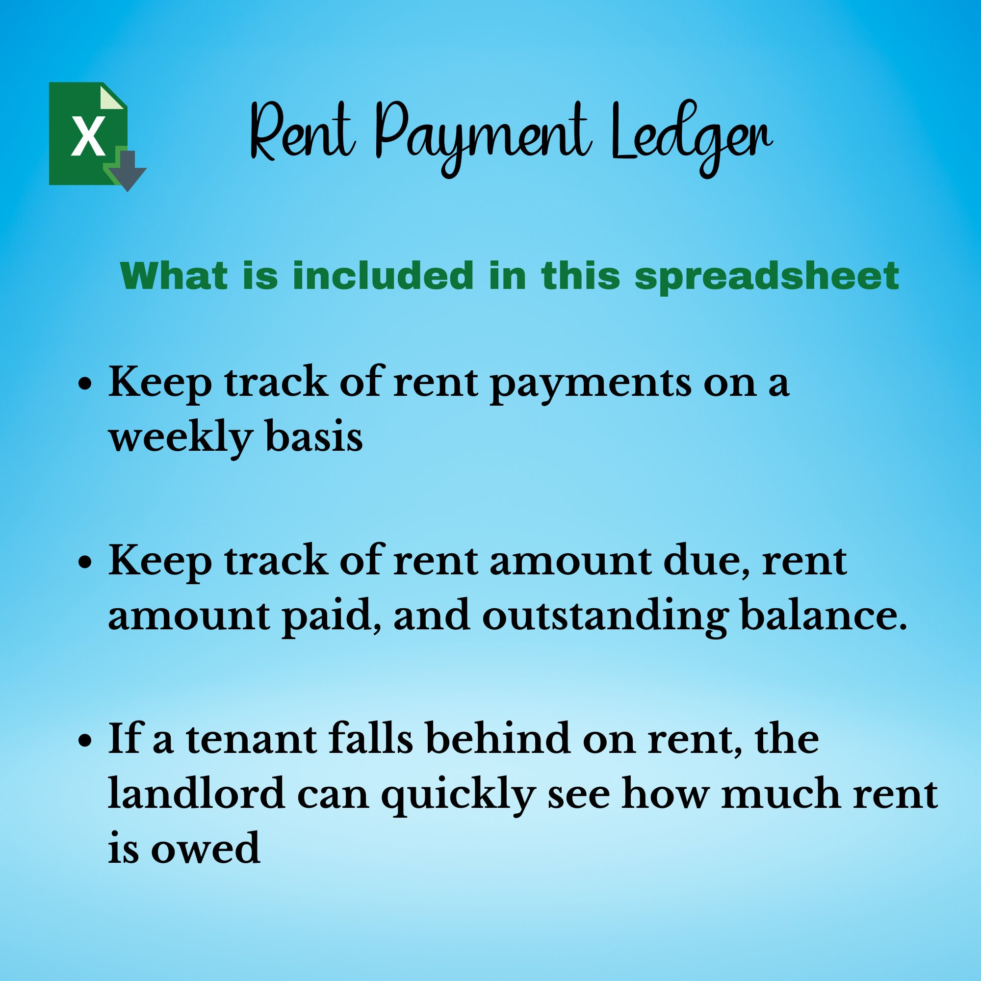 Weekly Rent Payment Ledger, Weekly Rent Payment Tracker, Rental ...