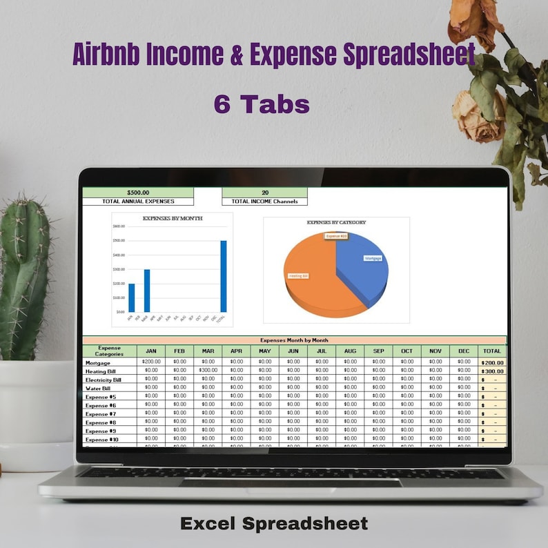 Airbnb Income and Expense Spreadsheet USD, Airbnb Rental Template ...