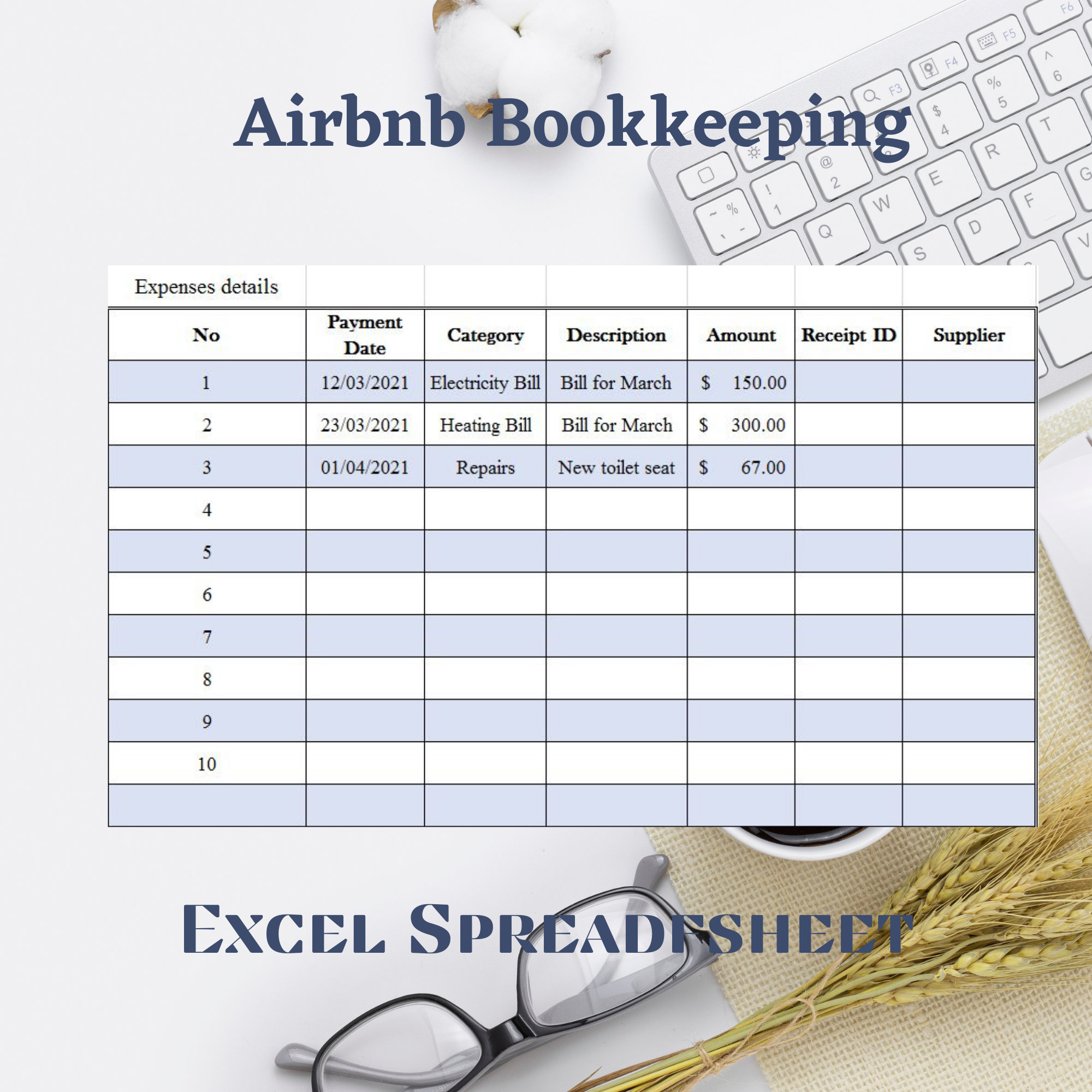 Airbnb Rental Property Spreadsheet for up to 6 Properties USD, Rental ...