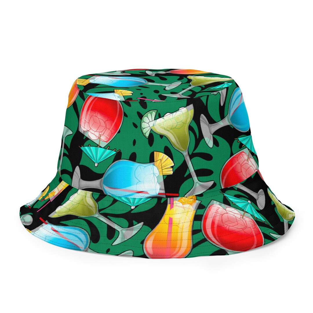 Tropical Cocktail Reversible Bucket Hat - Etsy