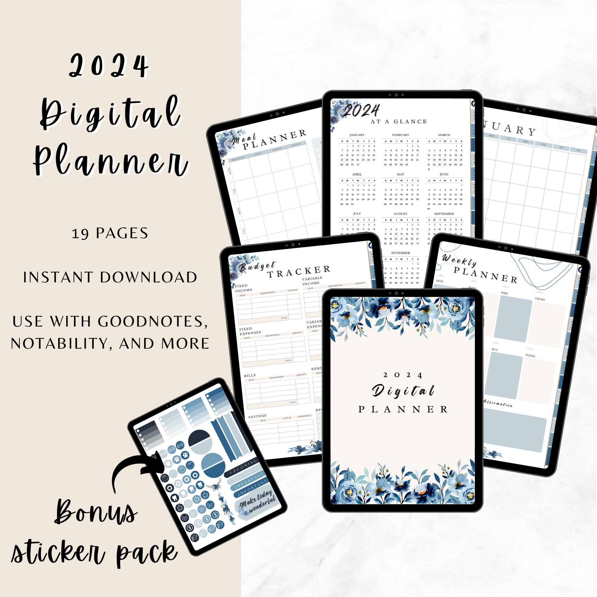 Digital Planner, 2024 Digital Planner. Digital Planner for Goodnotes ...