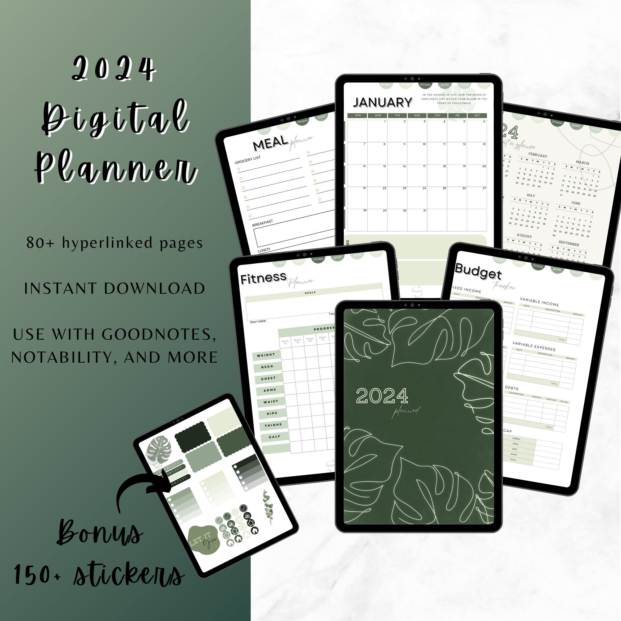 Premium Digital Planner, 2024 Digital Planner. Digital Planner for ...