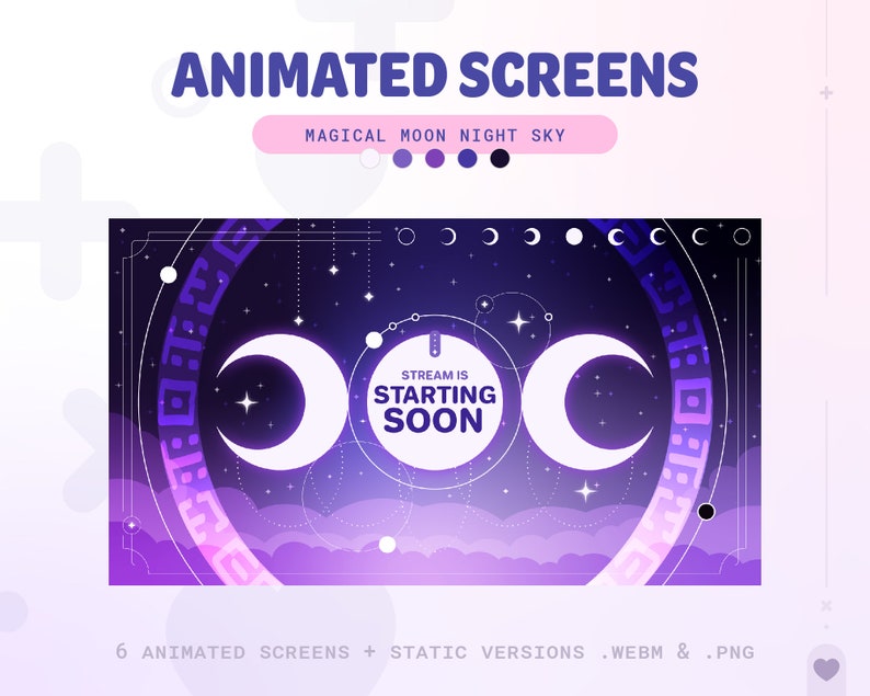 Animated Magical Moon Night Sky Celestial Twitch Stream Screens - Etsy