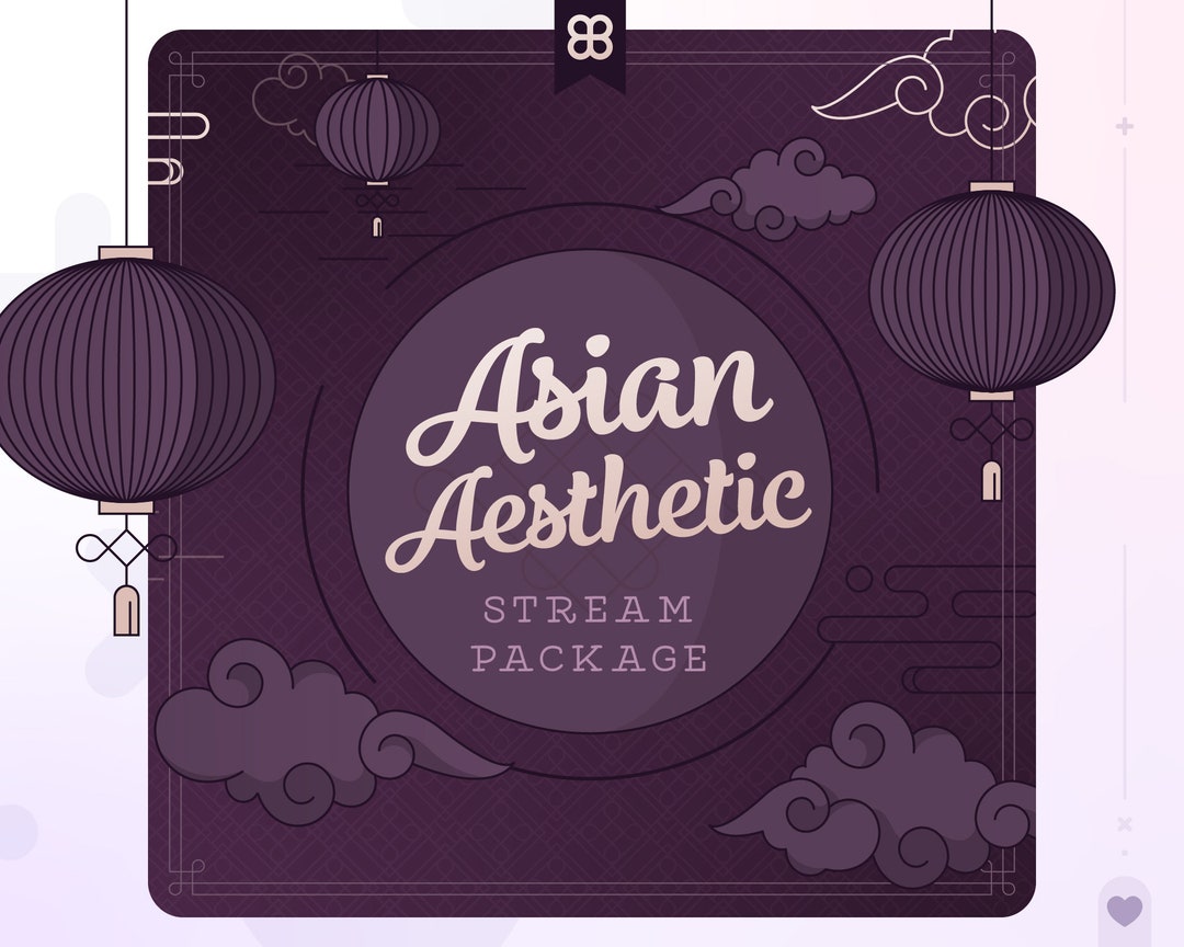 Dark Purple Asian Aesthetic Animated Overlay Stream Package Clouds and ...