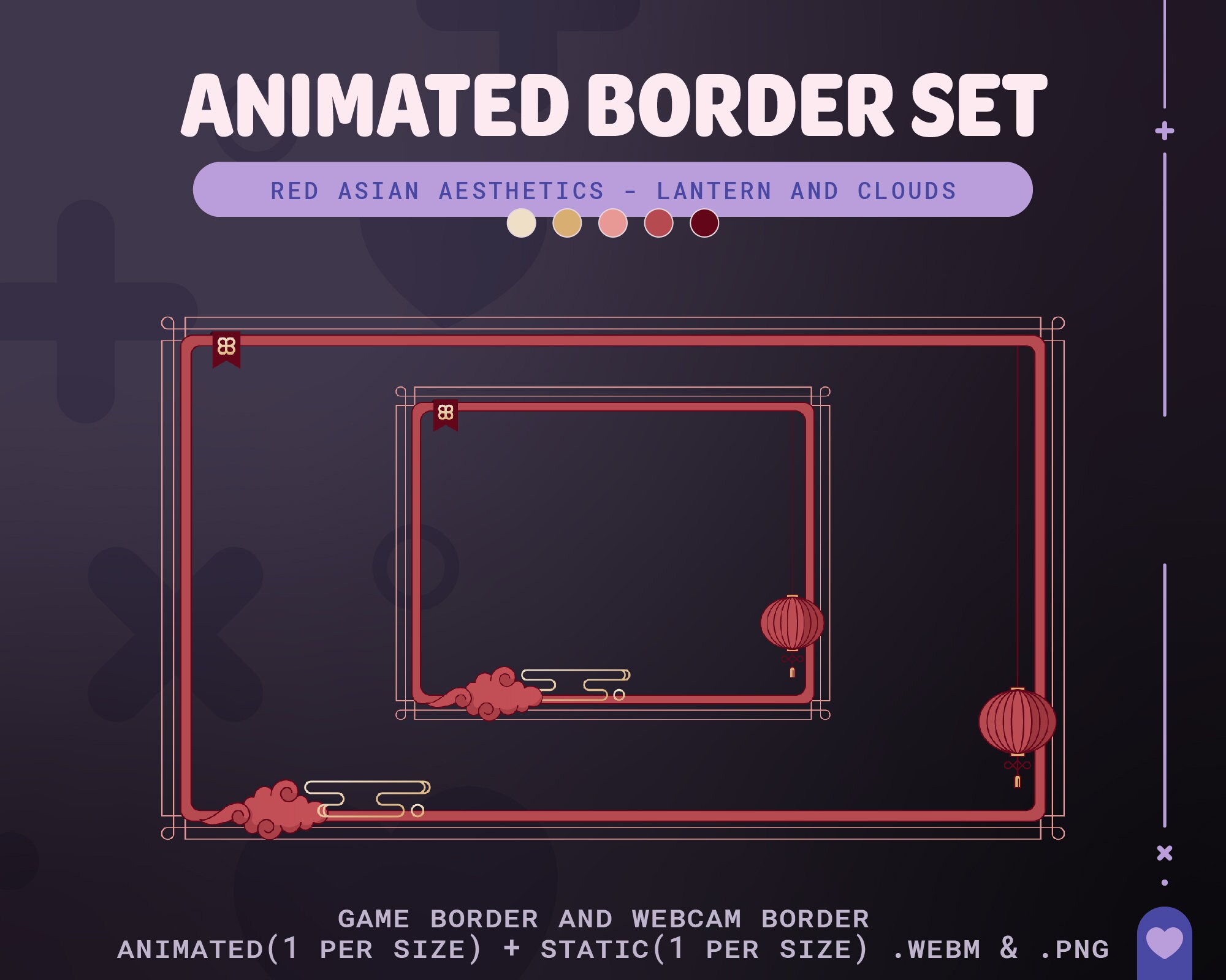 Red Asian Aesthetic Twitch Overlay DIY With Camera & Chat Borders ...