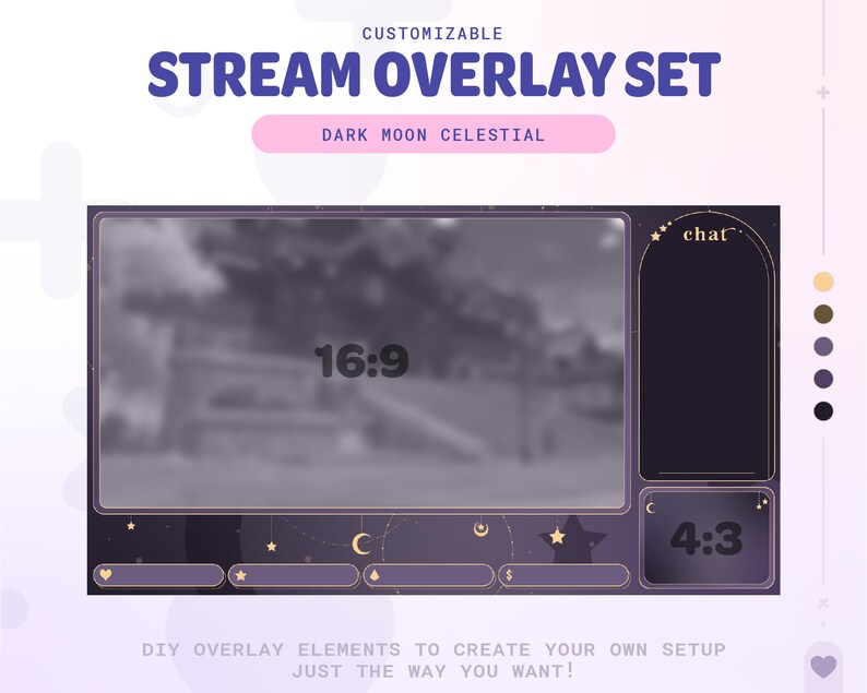Luxury Celestial Twitch Overlay DIY Dark Moon Theme With - Etsy