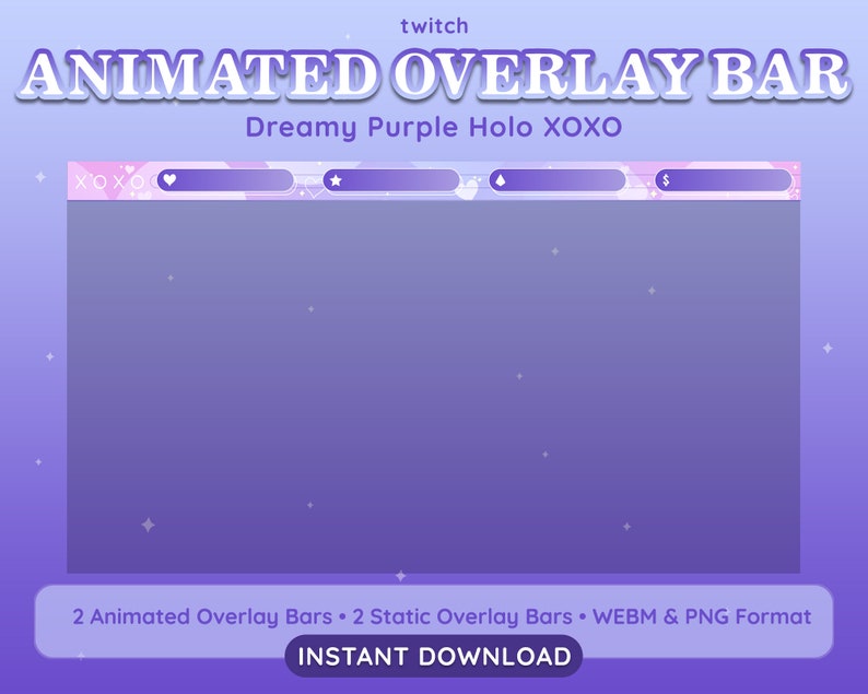 Animated Dreamy Purple and Pink XOXO Streaming Overlay Bar - Etsy