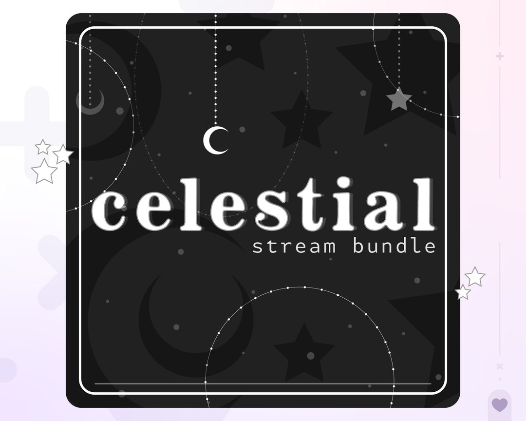 Classic Black and White Celestial Twitch Overlay Package, Starry Night ...
