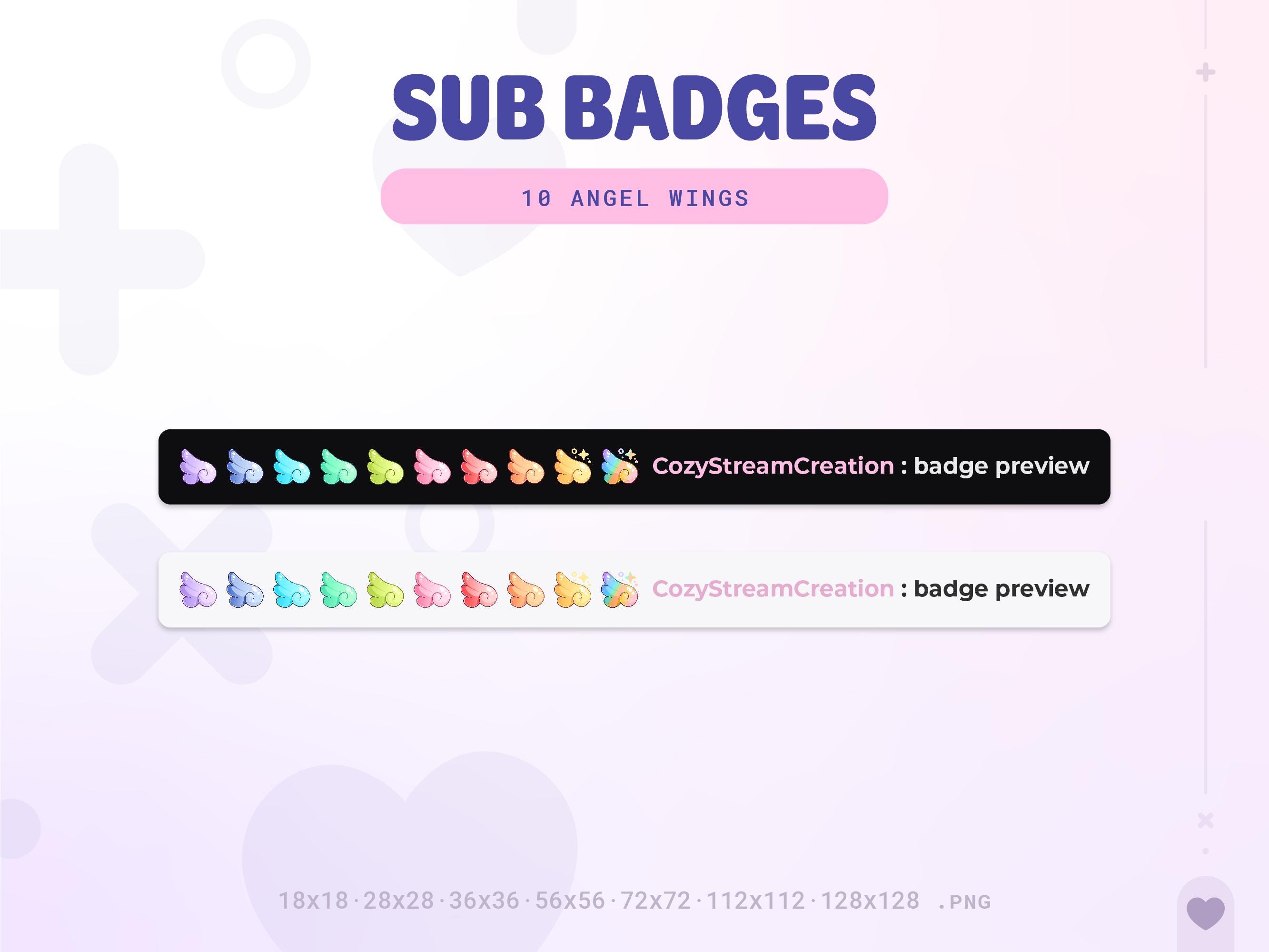 Angel Wing Twitch Sub Badges: Colorful Bubbly Emotes (PNG) - Etsy