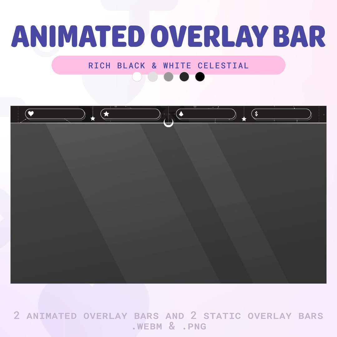 Animated Rich Black and White Streaming Overlay Bar Moon and Stars for ...