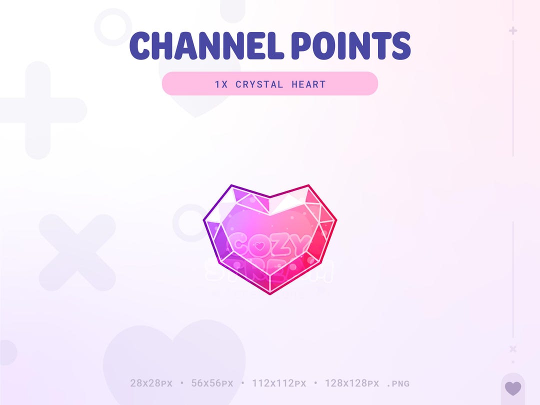 Purple Pink Crystal Heart Channel Points Icon: Stream Emote (digital ...