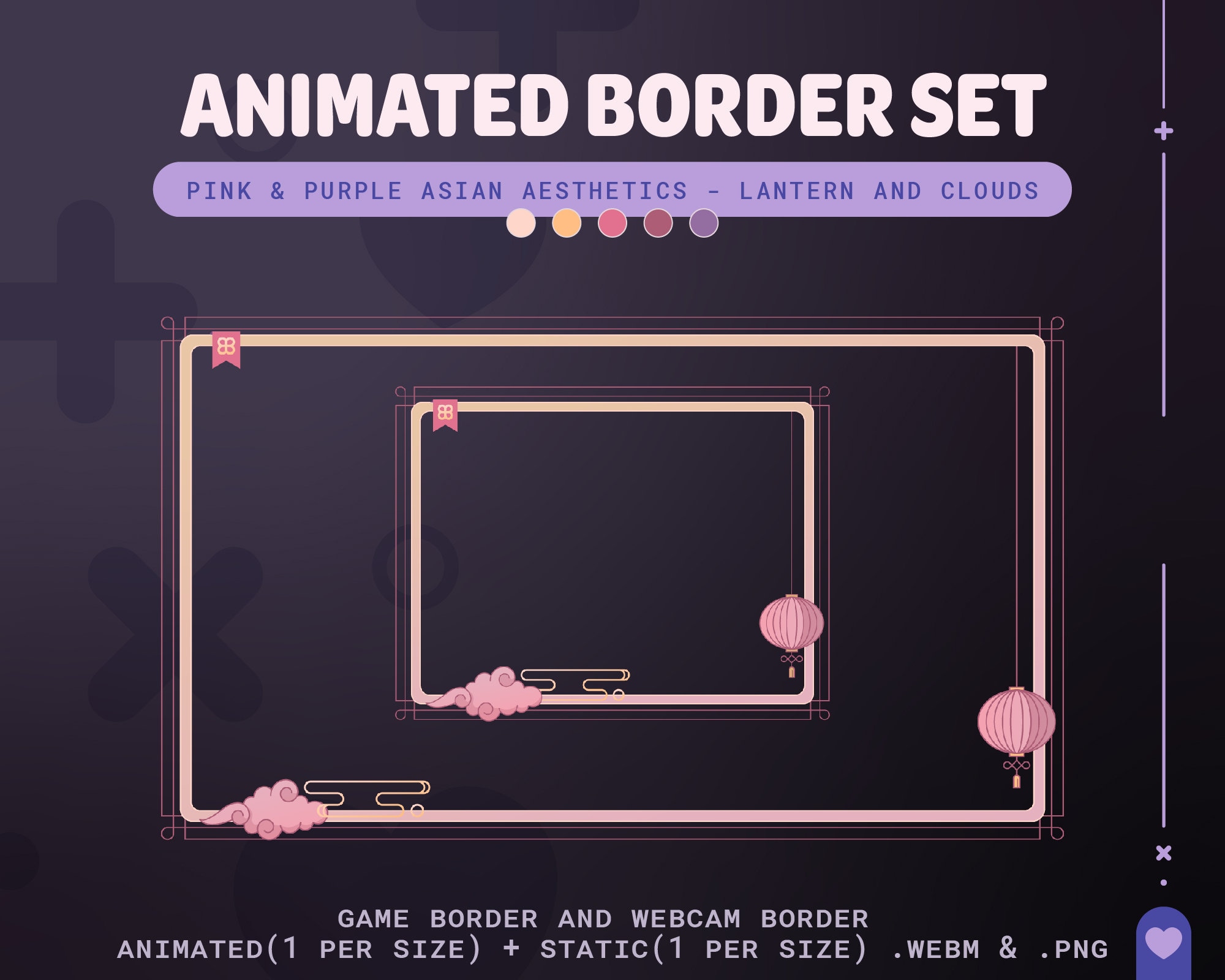 Animated Pink and Purple Asian Aesthetic Twitch Border Set for ...