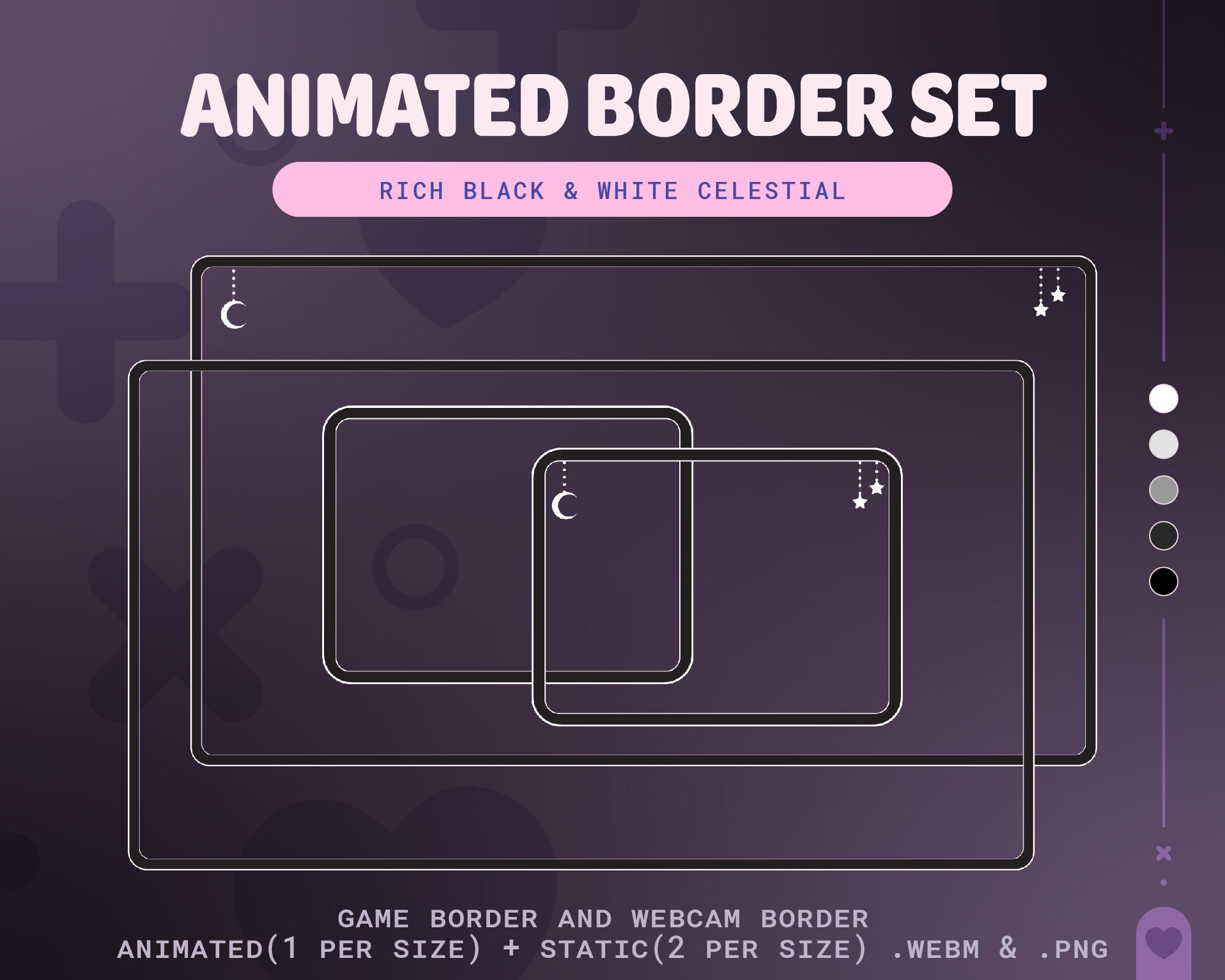 Animated Rich Black and White Celestial Twitch Border Set for - Etsy