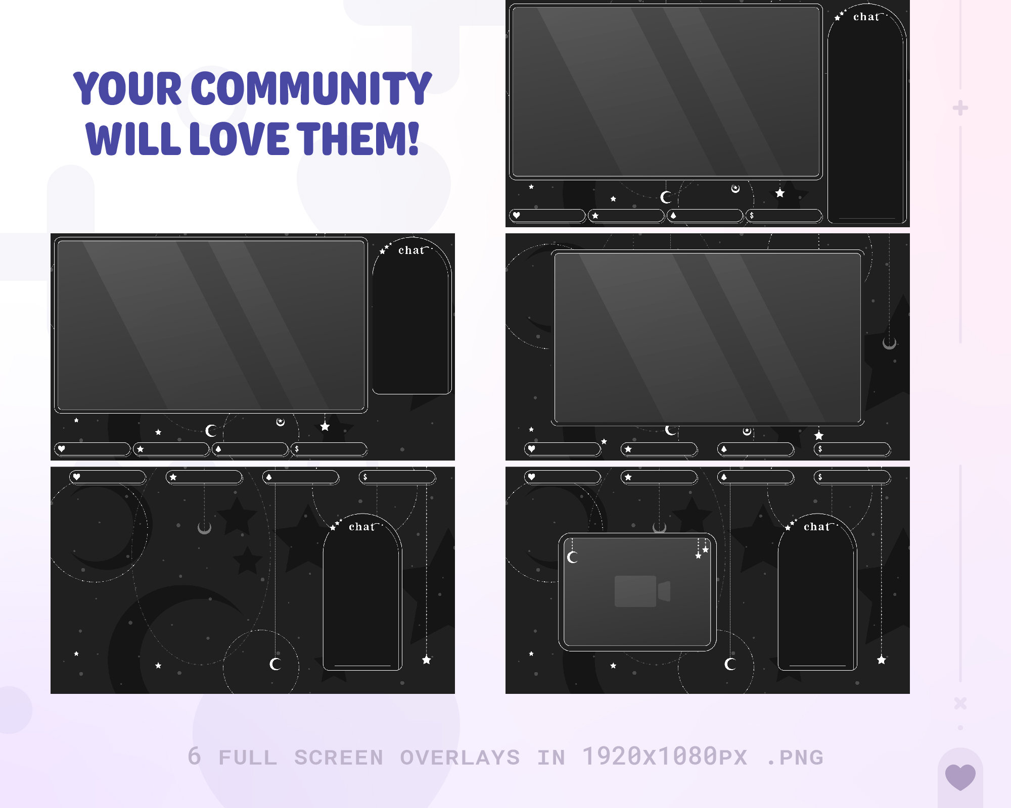 Celestial Twitch Overlay DIY Classic Black and White Theme With Camera ...