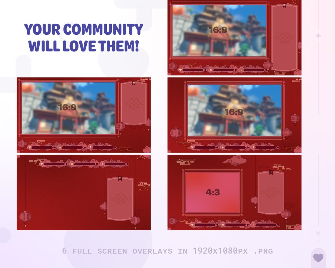 Red Asian Aesthetic Twitch Overlay DIY With Camera & Chat Borders ...