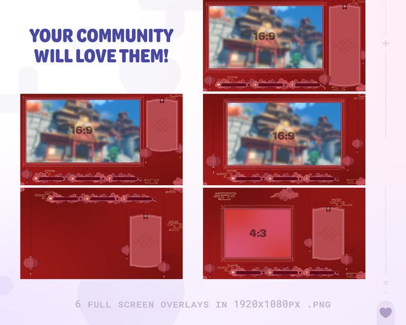 Red Asian Aesthetic Twitch Overlay DIY With Camera & Chat Borders ...