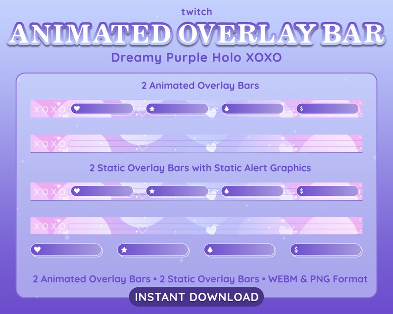 Animated Dreamy Purple and Pink XOXO Streaming Overlay Bar - Etsy