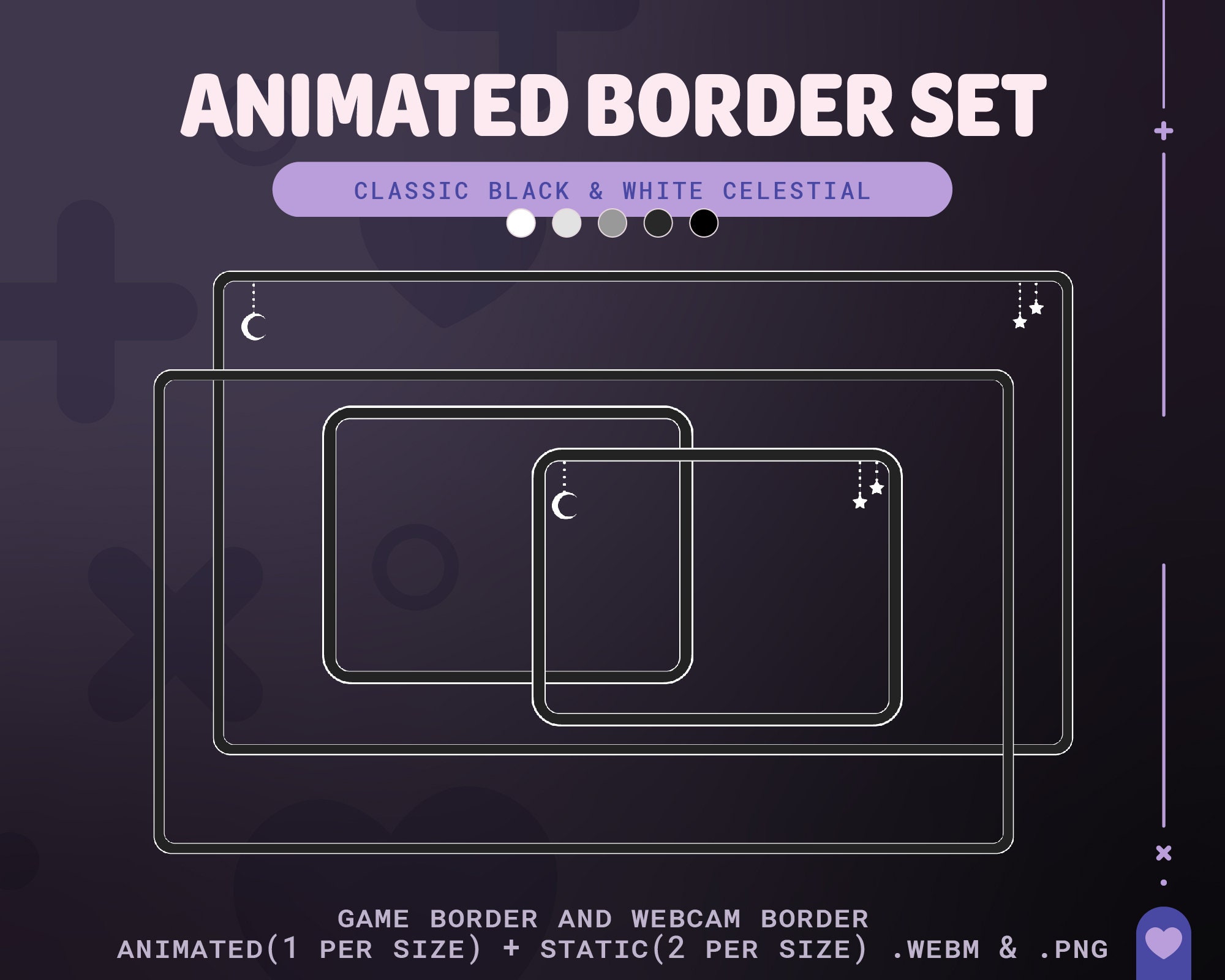Celestial Twitch Overlay DIY Classic Black and White Theme With Camera ...