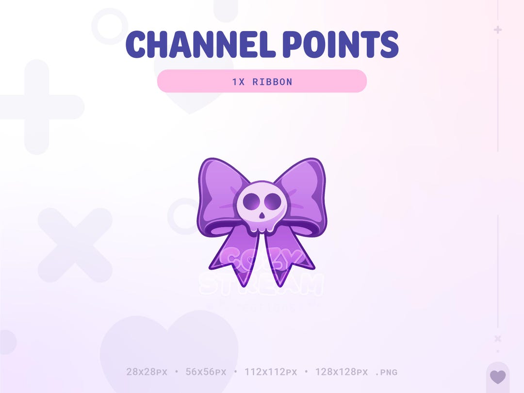 Purple Skull Ribbon Channel Points Icon: Twitch Stream Emote (digital ...
