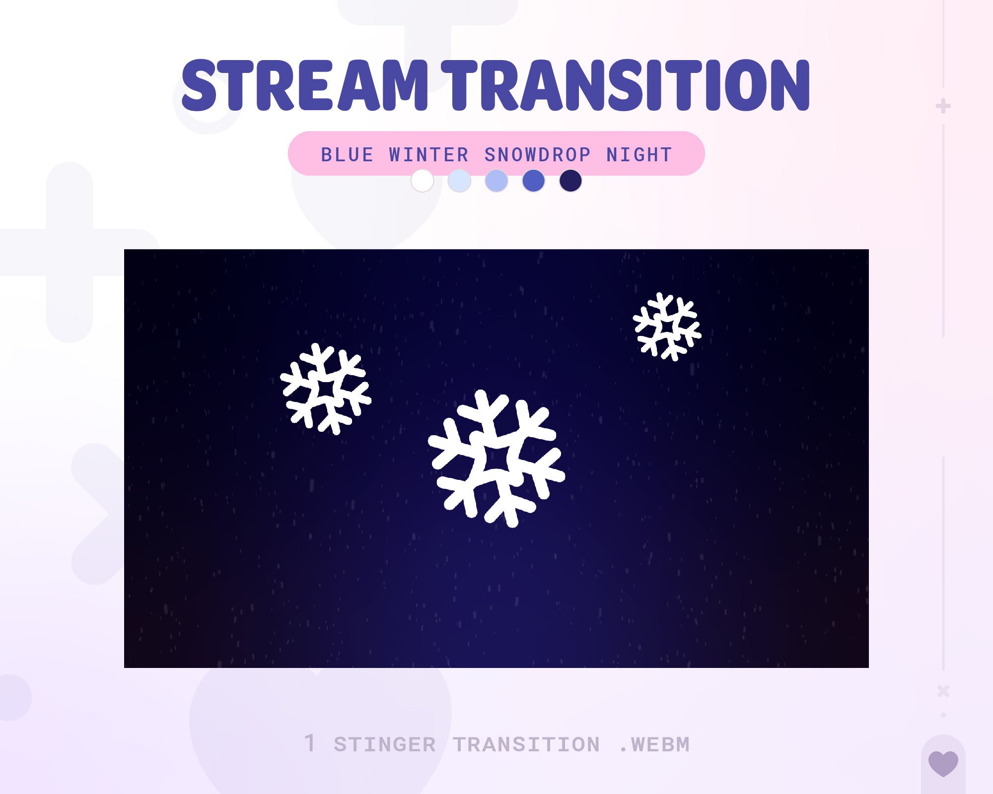 Animated Winter Blue Snowdrop Night Twitch Stream Package, Chill Vibes ...