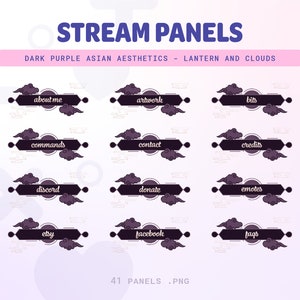 Dark Purple Asian Aesthetic Animated Overlay Stream Package | Clouds ...