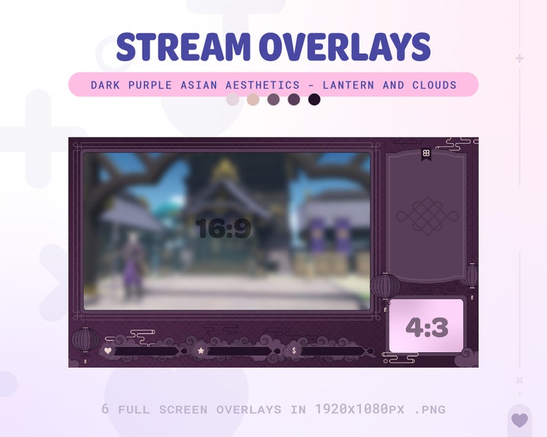 Dark Purple Asian Aesthetic Twitch Overlay DIY With Camera & Chat ...