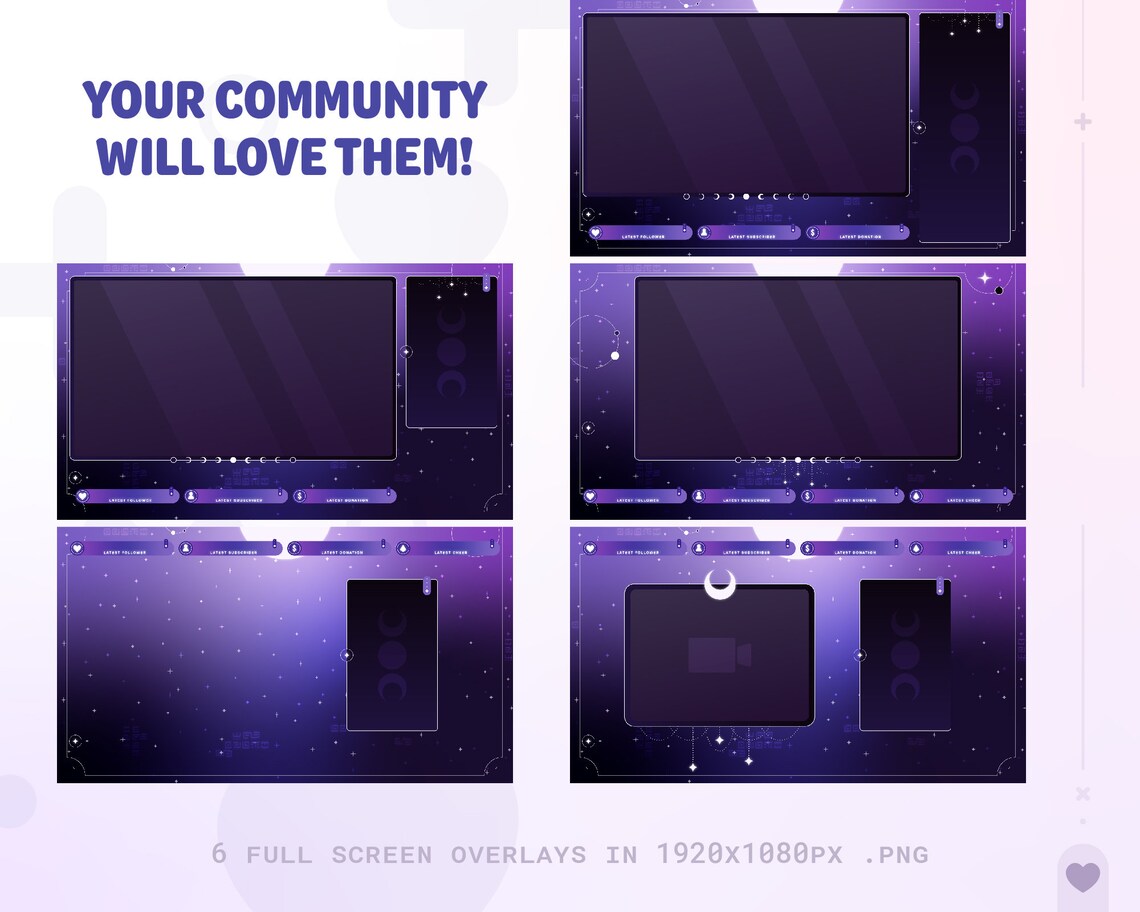 Magical Moon Night Sky DIY Twitch Overlay Set With Game, Camera & Chat ...