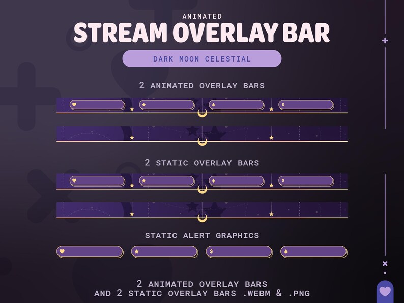 Animated Cosmic Moon Stream Overlay Bar: Gold Celestial Design - Etsy