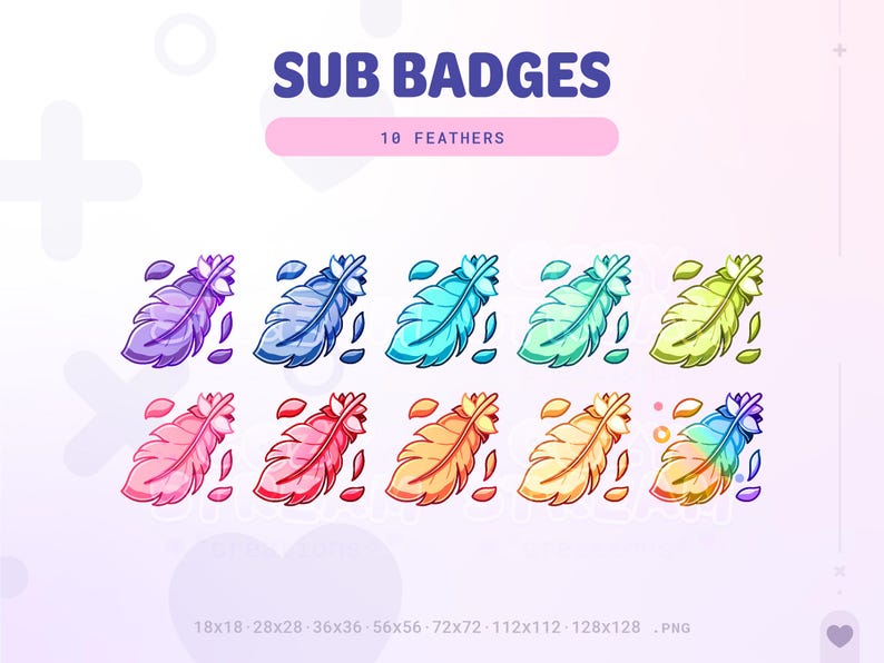 Feather Twitch Sub Badges: Colorful Stream Emotes (digital Download) - Etsy