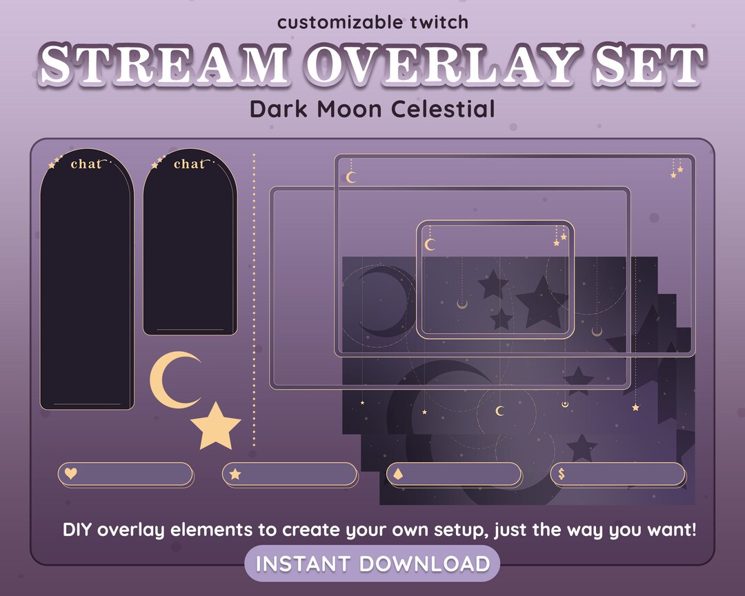 Luxury Celestial Twitch Overlay DIY Dark Moon Theme With - Etsy