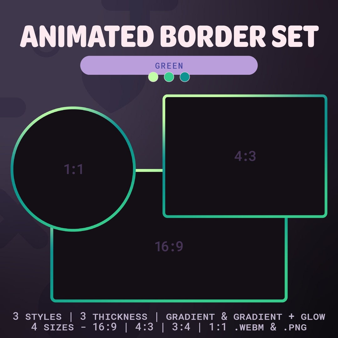 Animated Minimalistic Green Gradient Twitch Border Set for Streaming - Etsy