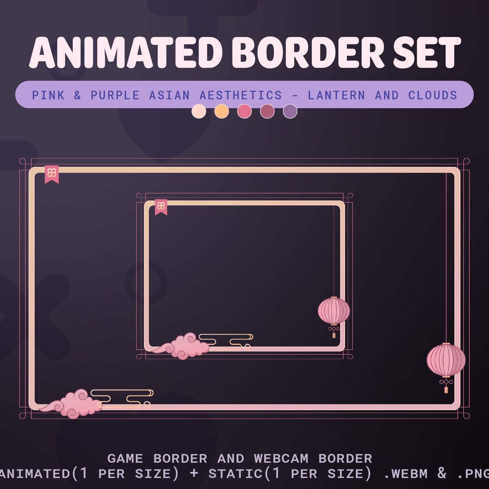 Animated Pink and Purple Asian Aesthetic Twitch Border Set for ...