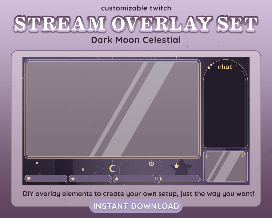 Luxury Celestial Twitch Overlay DIY Dark Moon Theme With - Etsy