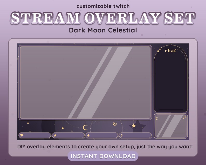 Luxury Celestial Twitch Overlay DIY Dark Moon Theme With - Etsy