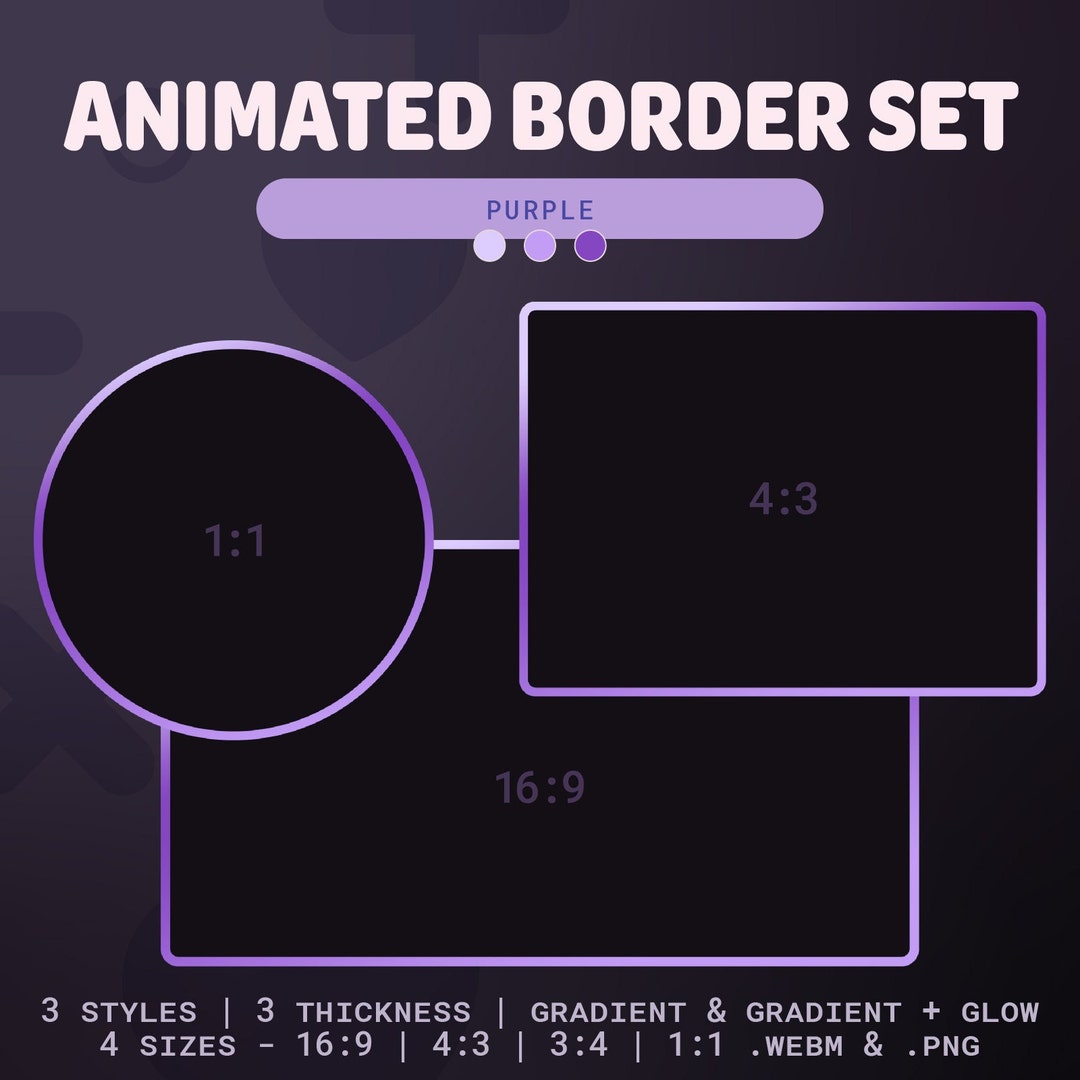 Animated Minimalistic Purple Gradient Twitch Border Set for Streaming ...
