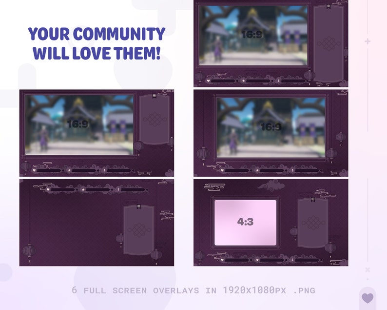 Dark Purple Asian Aesthetic Twitch Overlay DIY With Camera & Chat ...