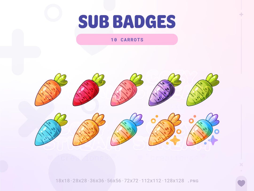 Twitch Carrot Sub Badges: Stream Emotes, Discord Emote (digital ...