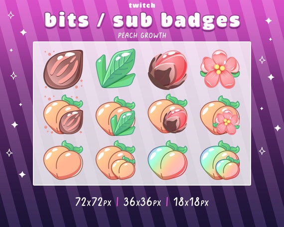 Twitch Peach Growth Stages Bits and Sub Badges | Etsy