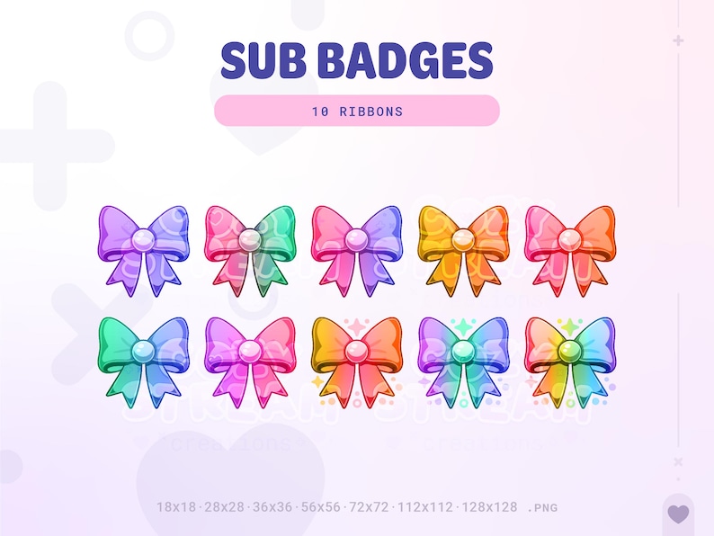 Coquette Ribbon Twitch Sub Badges: Gradient Bow Emotes (digital ...