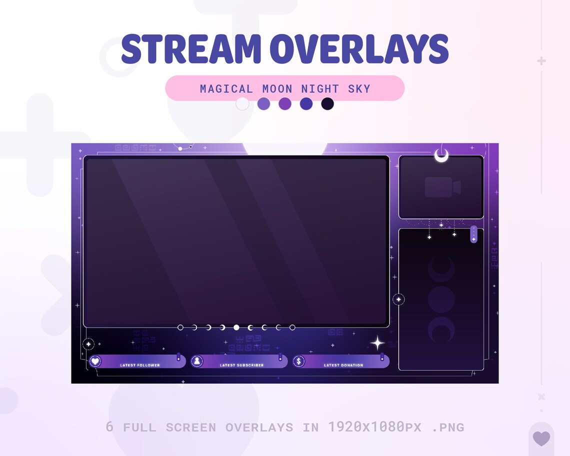 Magical Moon Night Sky DIY Twitch Overlay Set With Game, Camera & Chat ...