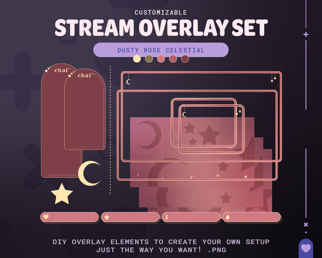 Cozy Celestial Twitch Overlay DIY Dusty Rose Theme With Camera - Etsy