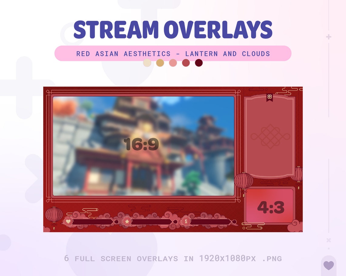 Red Asian Aesthetic Twitch Overlay DIY With Camera & Chat Borders ...