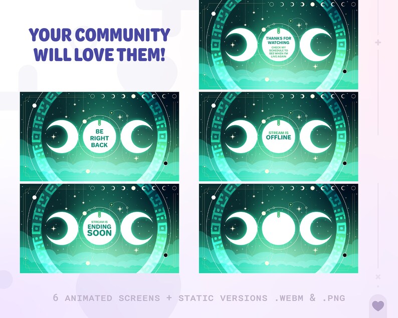 Magical Moon Night Sky Emerald Green and Gold Celestial Twitch Overlay ...