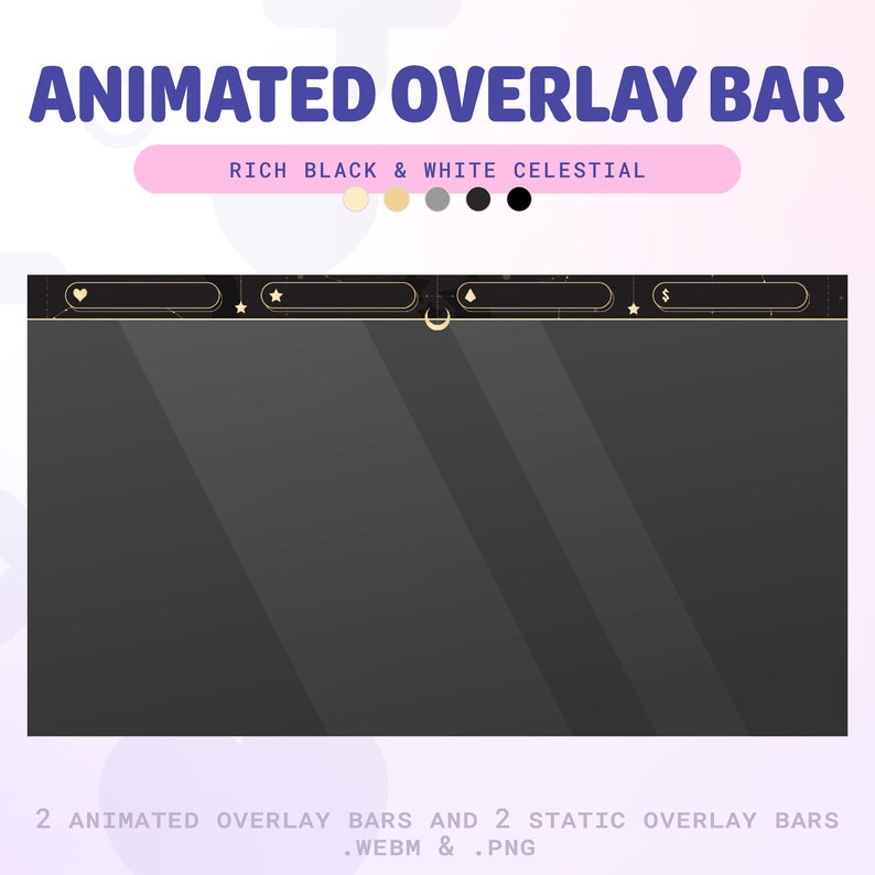 Animated Black and Gold Celestial Overlay Bar for Twitch - Etsy