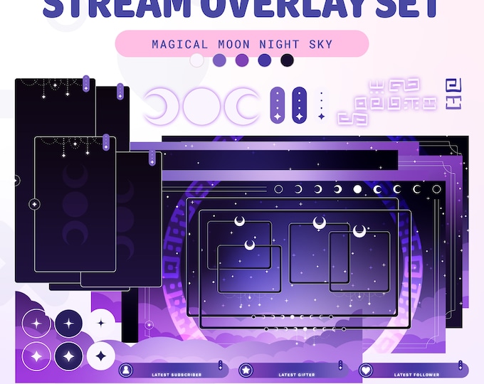 Stream Overlay Package for Twitch | Cozy Aesthetic Dreamy Night Sky ...