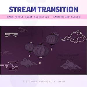 Dark Purple Asian Aesthetic Animated Overlay Stream Package | Clouds ...