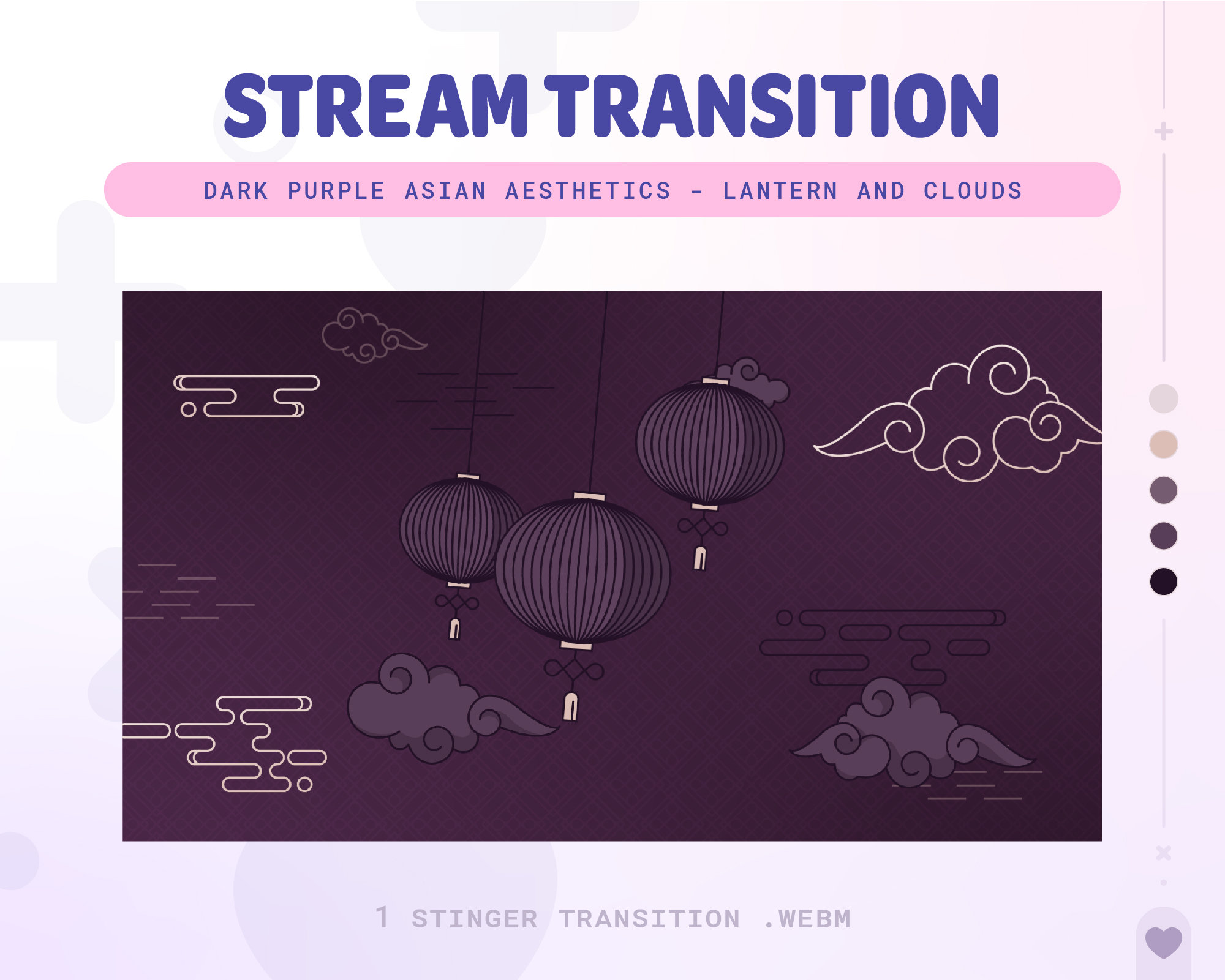Dark Purple Asian Aesthetic Animated Overlay Stream Package Clouds and ...