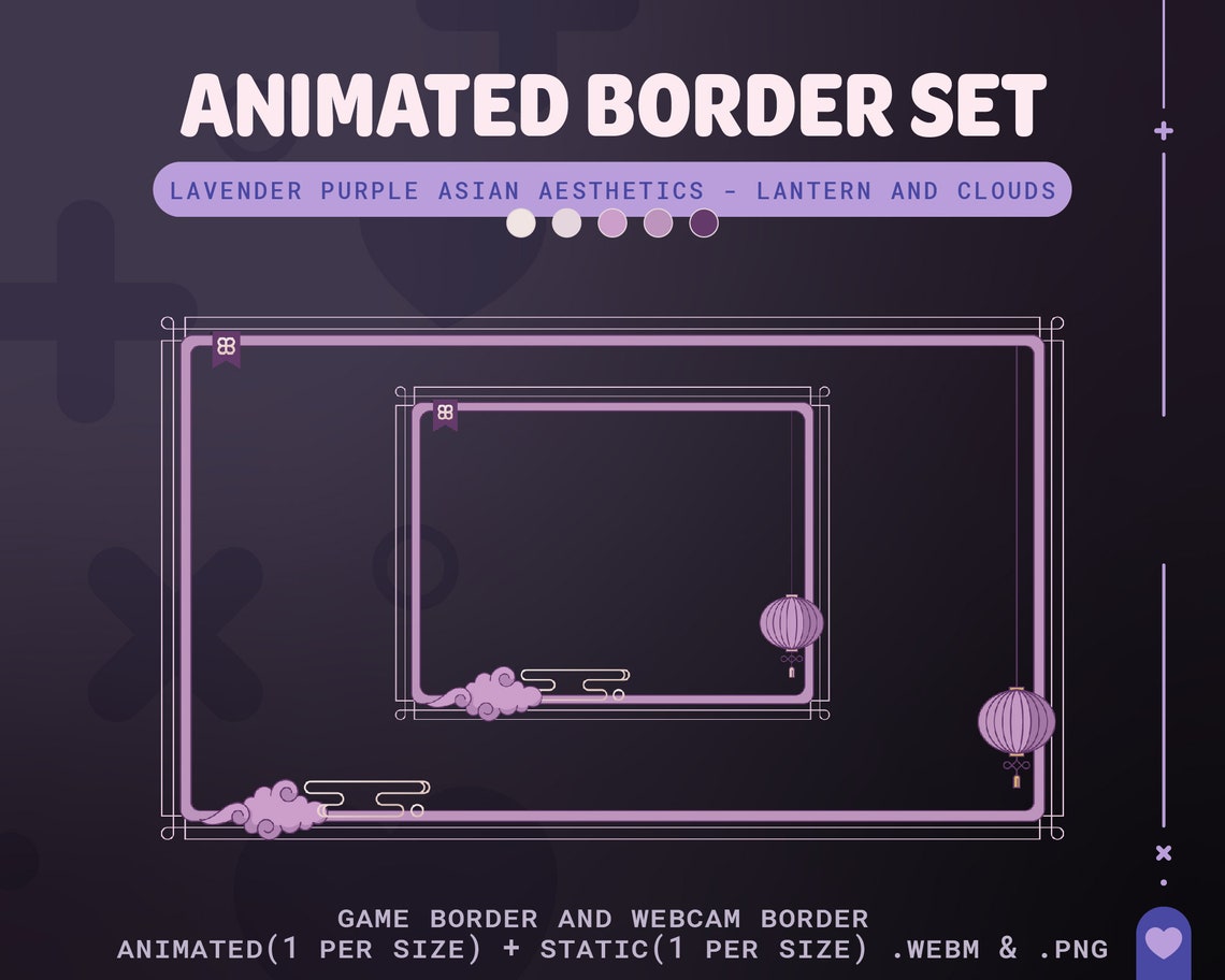 Animated Lavender Purple Asian Aesthetic Twitch Border Set for ...