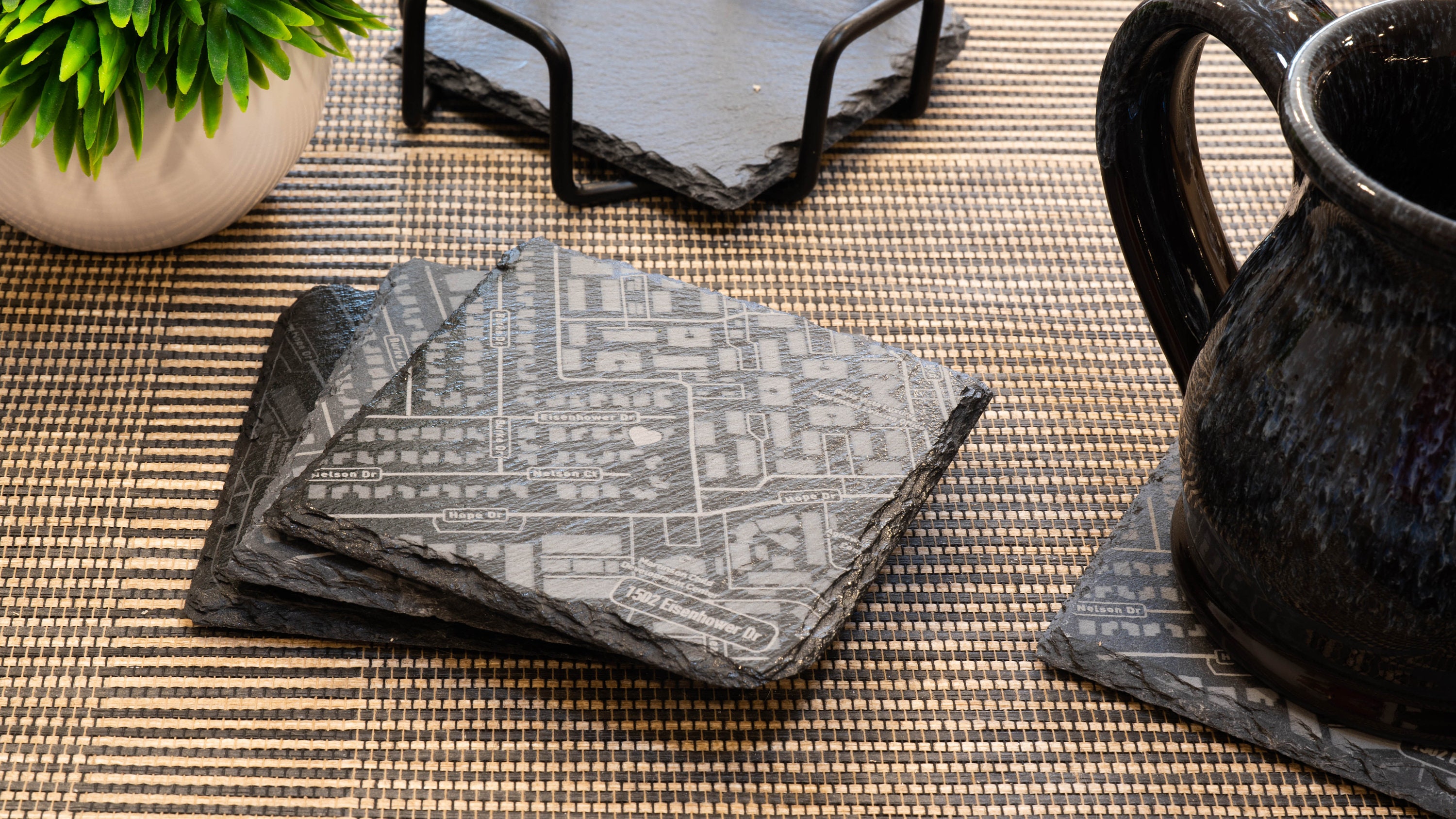 Custom Slate Coasters With Engraved Street Map | Pack of 4 | Custom ...