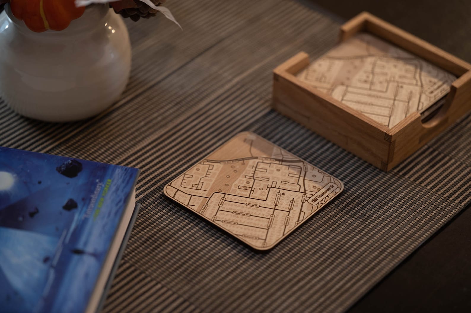 Custom Wood Coasters With Engraved Street Map Address of - Etsy